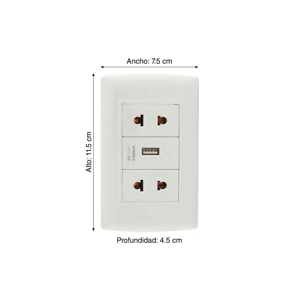 Tomacorriente Doble + USB Basic - Real Plaza
