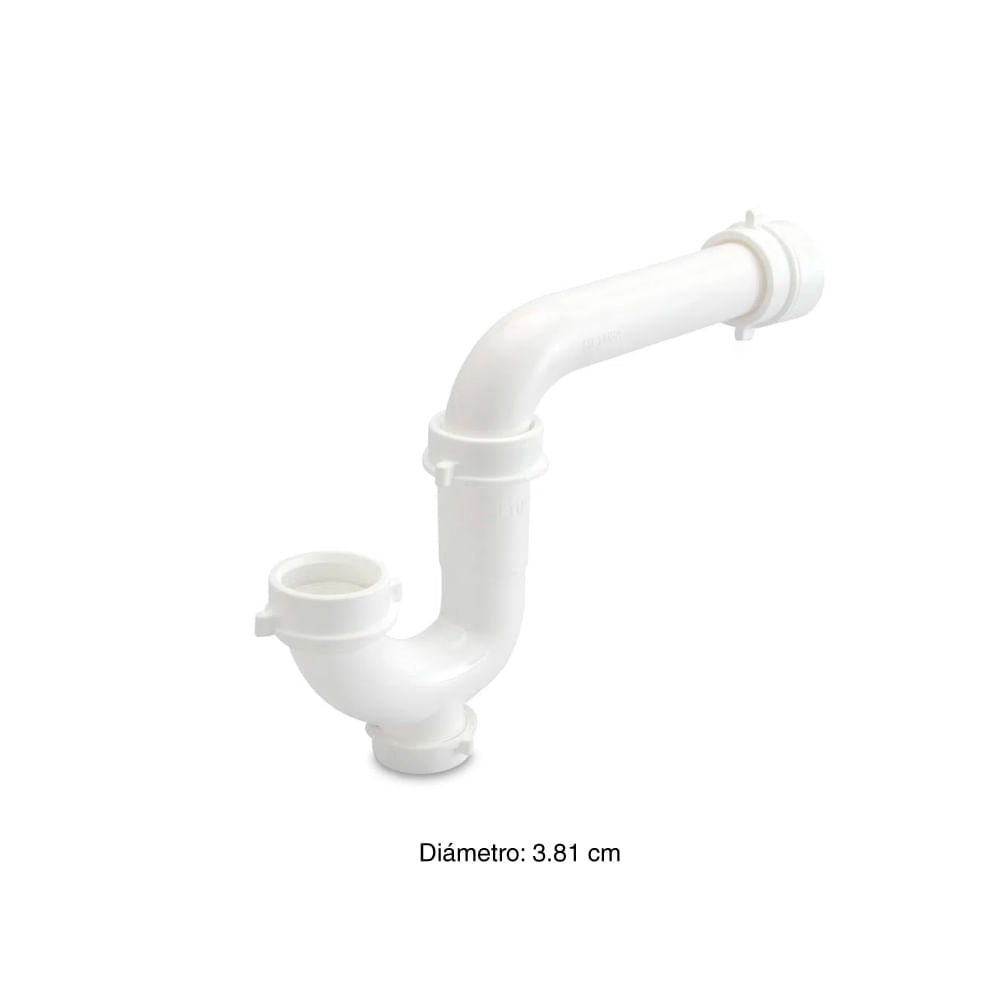 Trampa P de polipropileno 1 1/4" - 1 1/2" con conector solución - Real ...