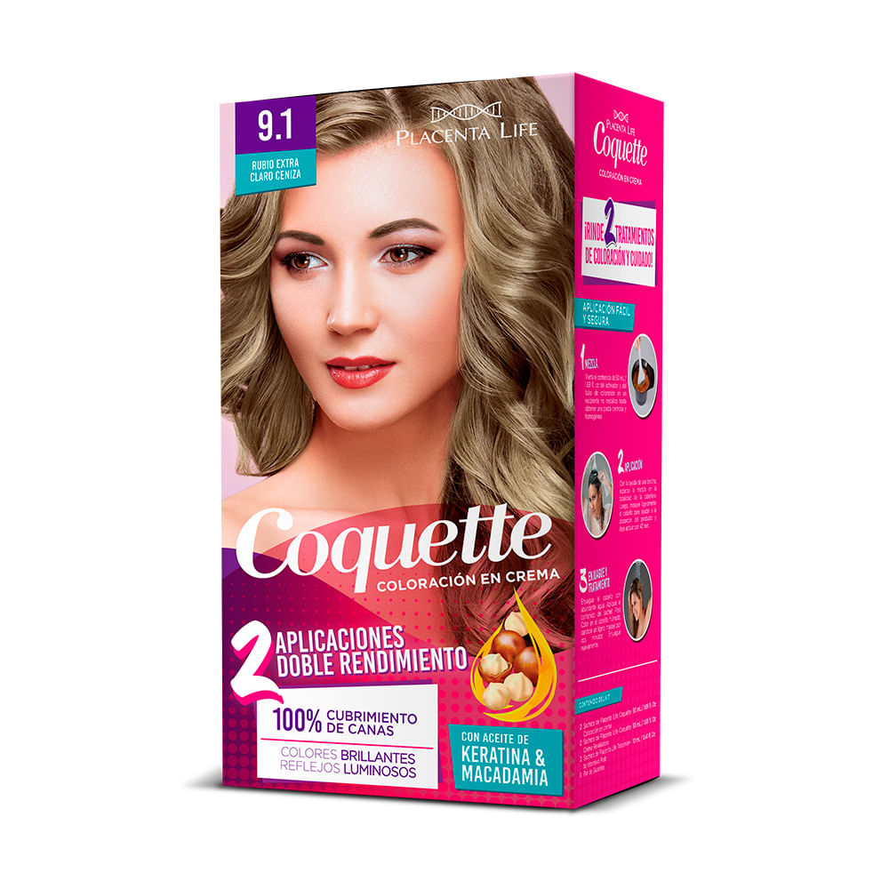 Coquette Tinte 9.1 Rubio Extra Claro Ceniza Kit 2 aplicaciones - Real Plaza