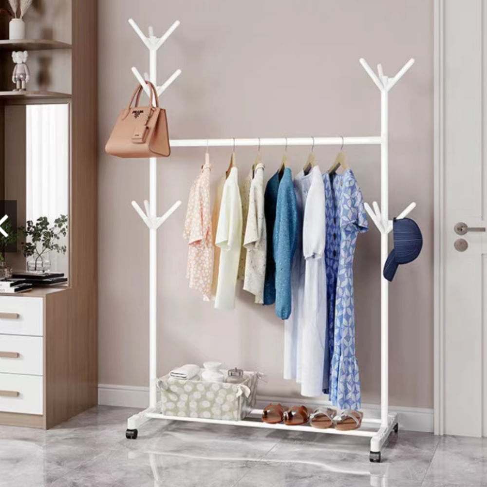 Estante Colgador con Perchero Exhibidor de Ropa Portátil V1 Blanco ...