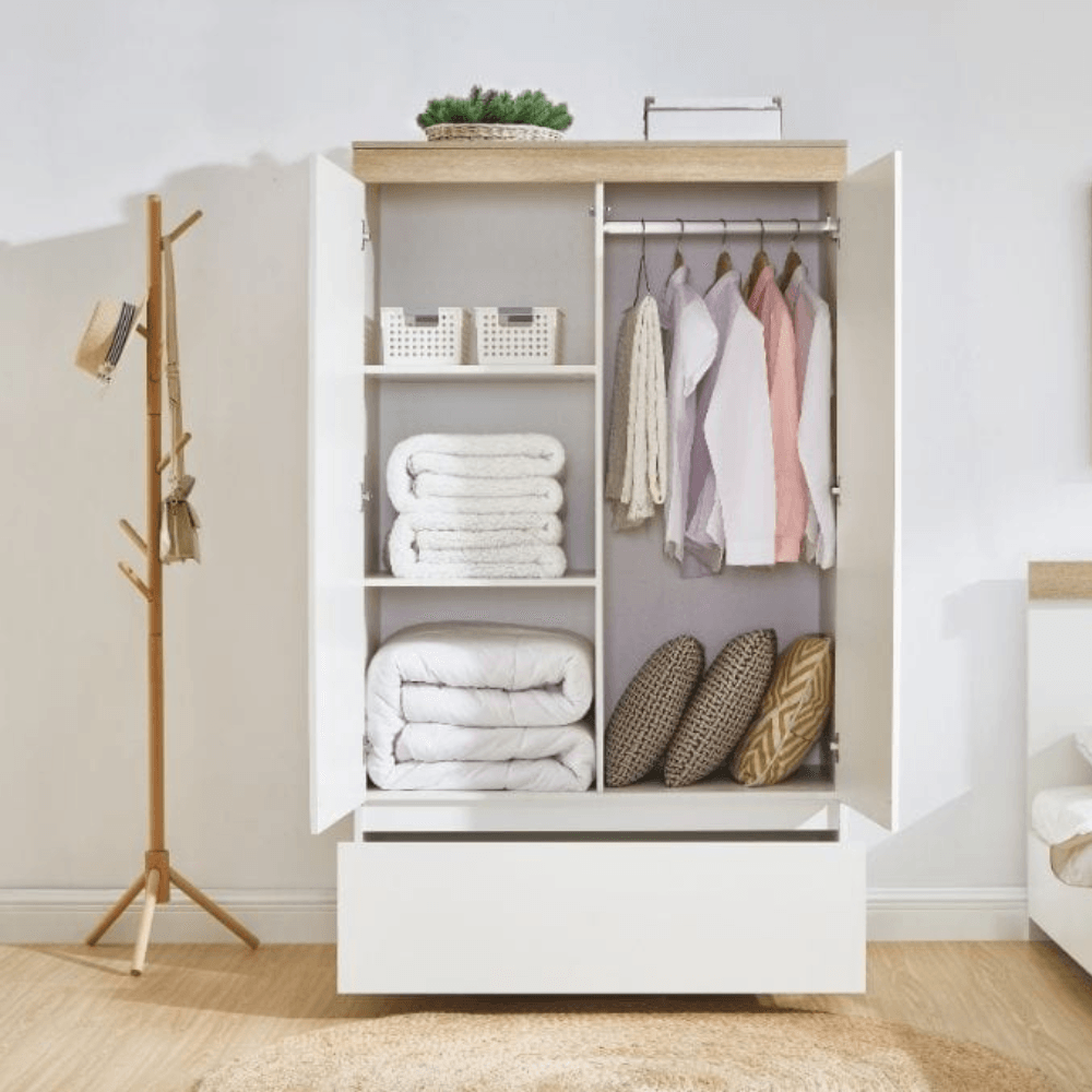 Ropero Catriona 2 Puertas 1 Cajón Ventitas Perú Blanco y Duna - Real Plaza