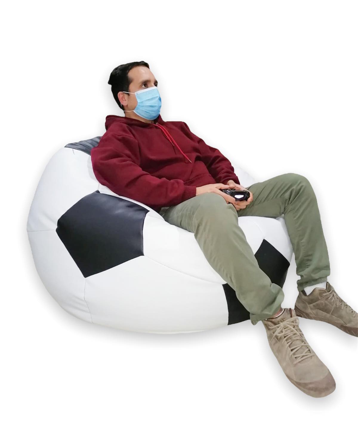 Puff Pelota de Futbol Gigante PuffPerú Blanco con Negro - Real Plaza