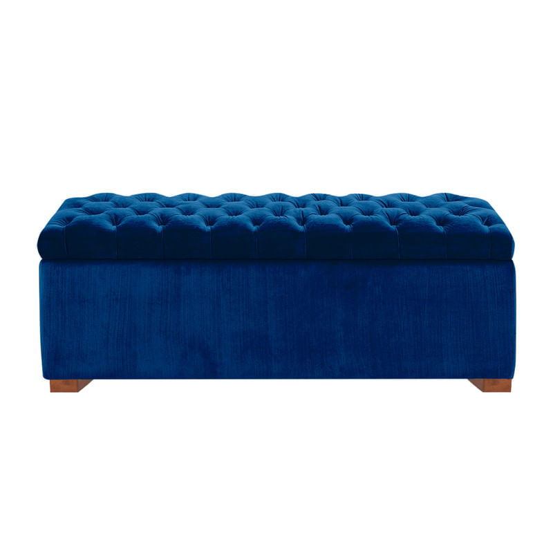 Baul Oliver Mavisac Plaza Queen Color Azul Noche - Tela - Real Plaza