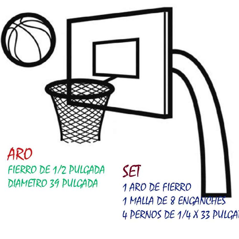 Aro de Basketball Profesional Dhark Fierro de 1/2" con Malla 8 ...