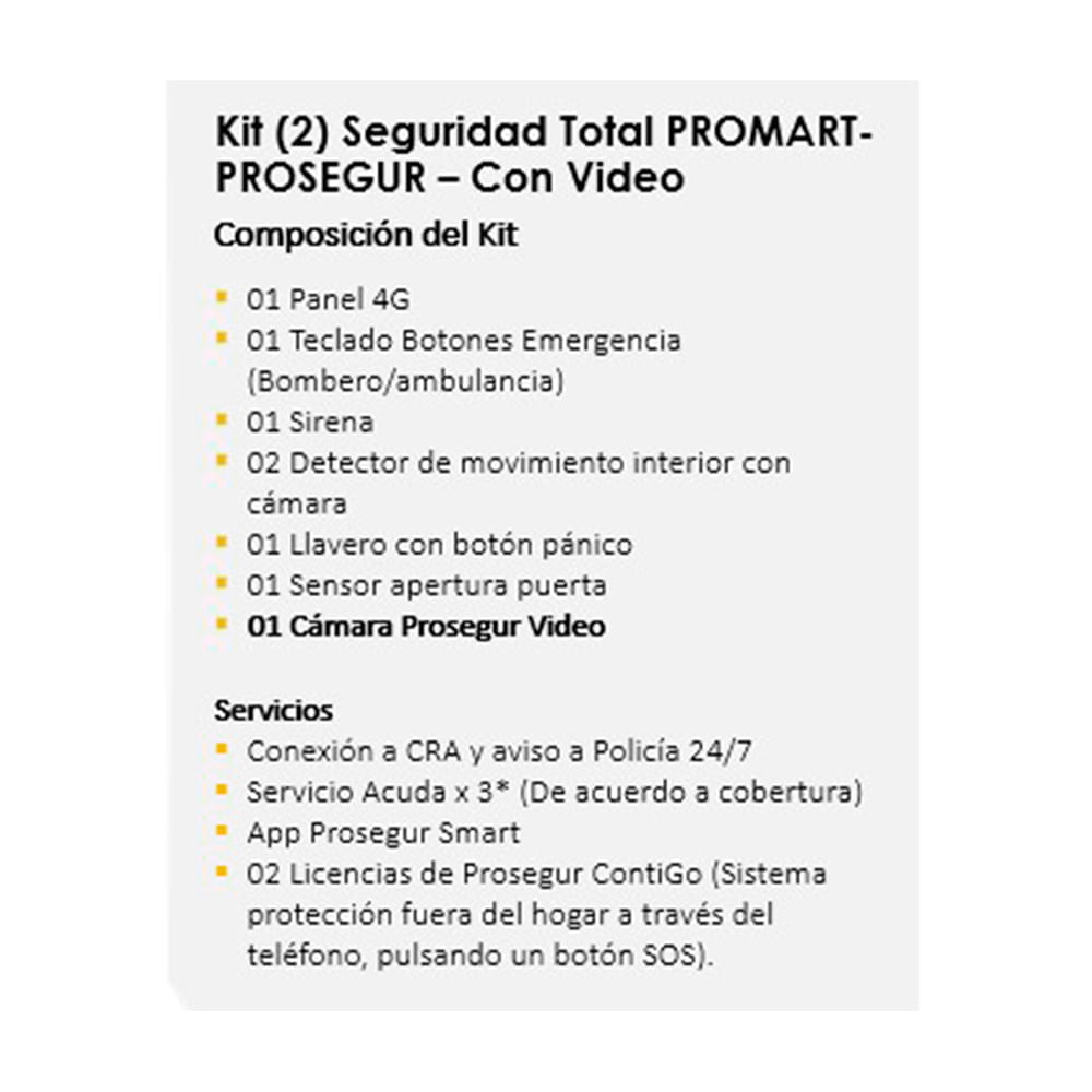 Kit Prosegur alarmas con video - Real Plaza