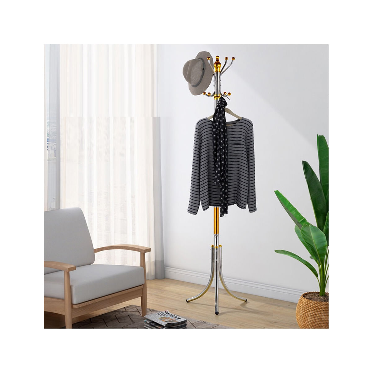 Perchero Organizador De Metal Elegante 165cm - Real Plaza