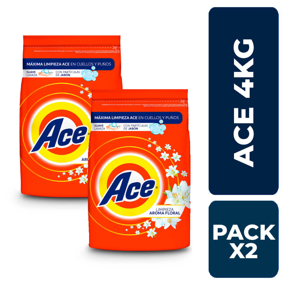 Pack Detergente en Polvo ACE Regular Bolsa 4Kg x 2un - Real Plaza