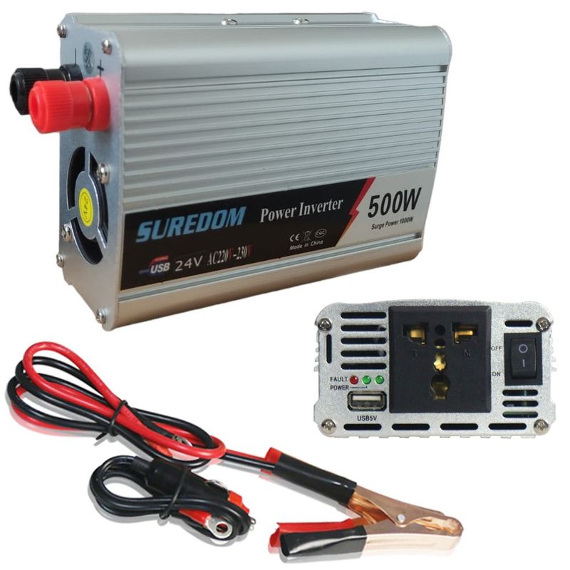 Inversor de Corriente para Auto De 24v a 220v Usb 500w SUREDOM - Real Plaza