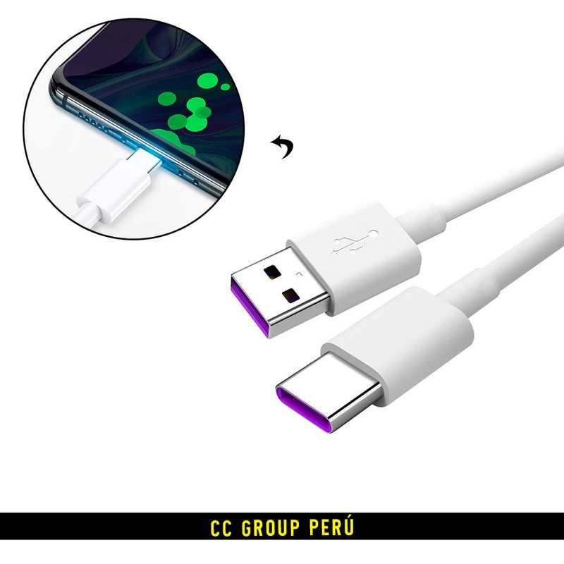 Cargador y Cable Entrada USB Tipo C 100 cm - Real Plaza