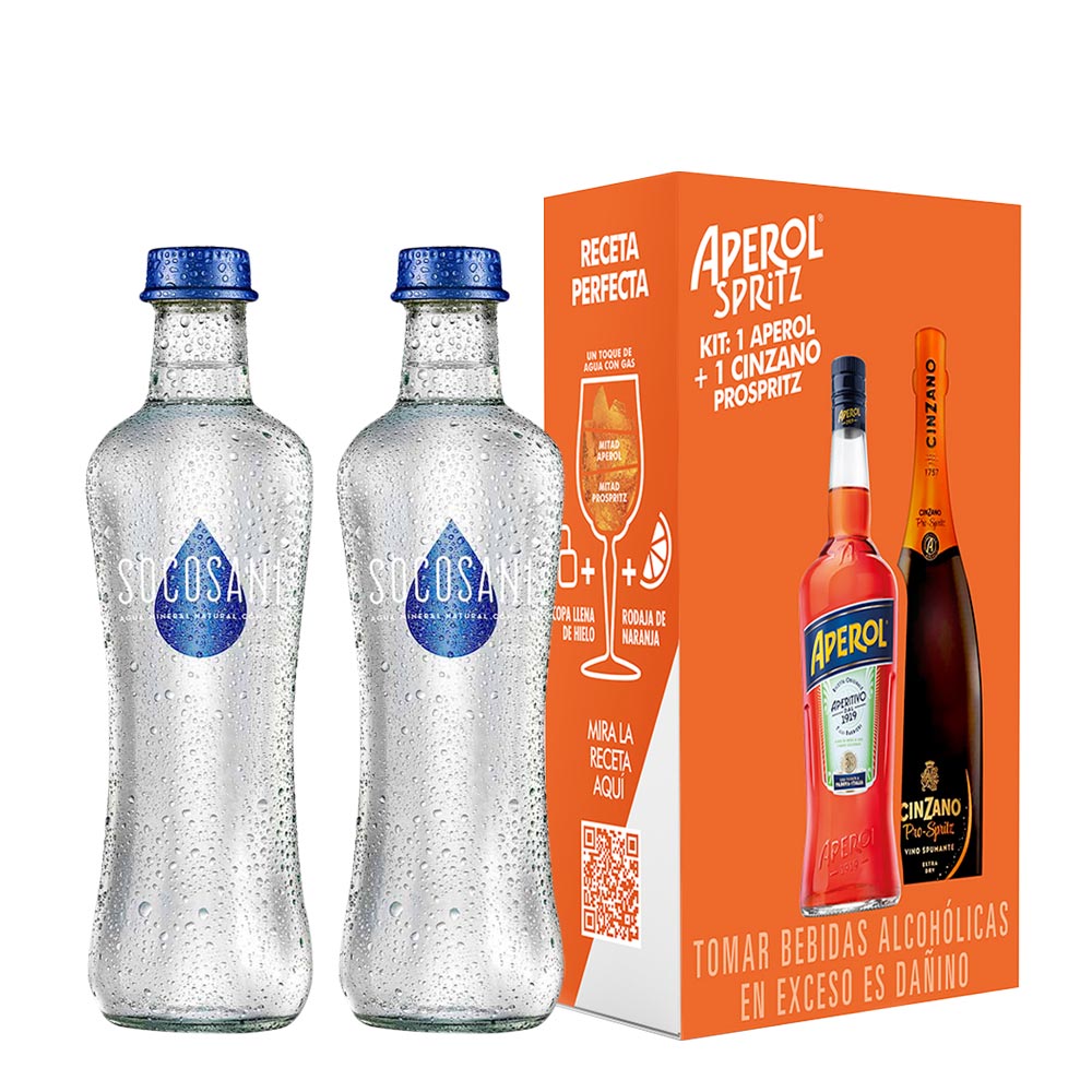 Pack APEROL Botella 750ml + Vino Espumante CINZANO Pro-Spritz + Agua ...