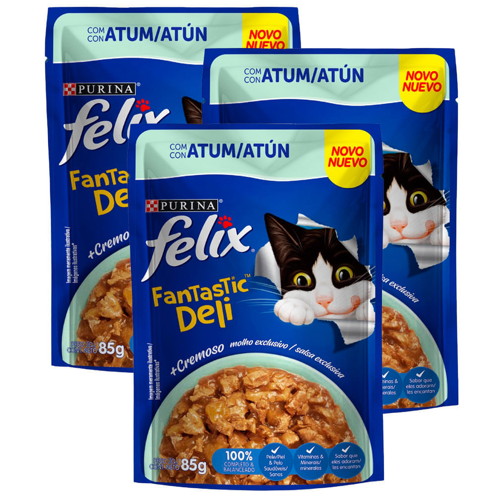 Pack Comida para Gatos FELIX Gatito Atún 85g Doypack 3un - Real Plaza