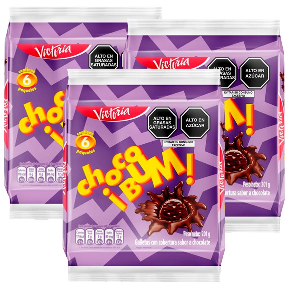 Pack Galletas CHOCO ¡BUM! Bañadas con Sabor a Chocolate Paquete 18un - Real Plaza