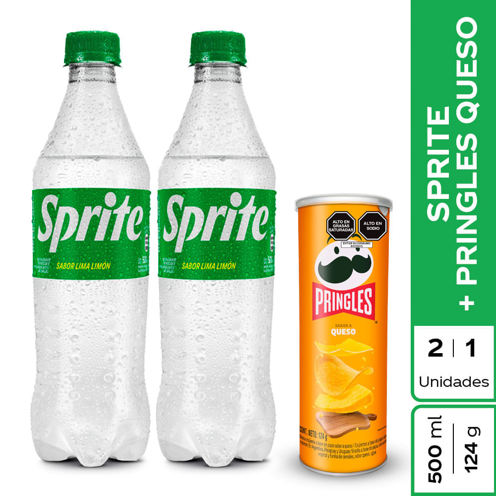 Pack Papas PRINGLES Sabor a Queso Lata 124g + Gaseosa SPRITE Lima limón ...