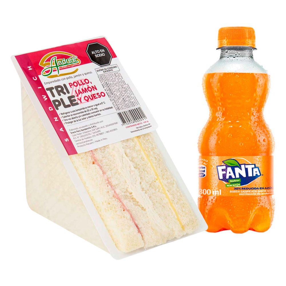 Pack Triple de Pollo con Jamón y Queso + Gaseosa FANTA Naranja Botella ...