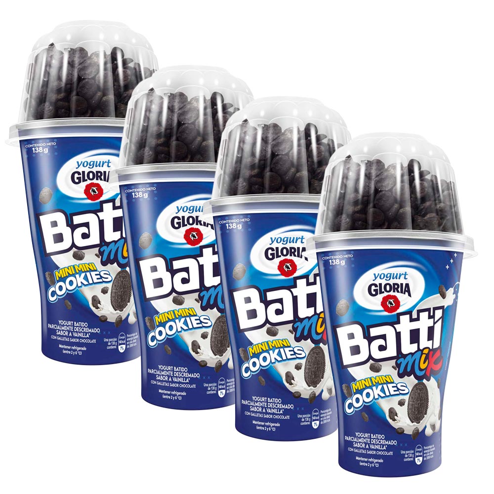 Pack Battimix GLORIA Vainilla Minicookies 138g Vaso 4un - Real Plaza
