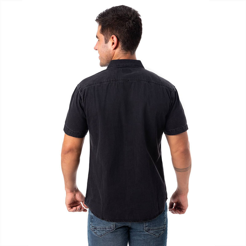 Camisa Denim Pionier Amram M/Corta Stone Black Hb XXL - Real Plaza