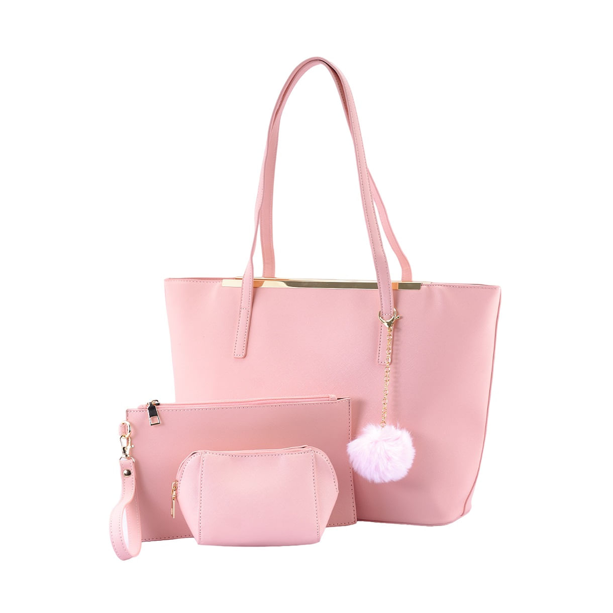 Cartera Set de 3 Organizador de Mano Color Rosa - Real Plaza