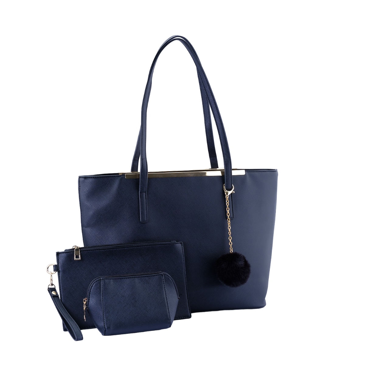 Cartera Set de 3 Organizador de Mano Color Negro - Real Plaza