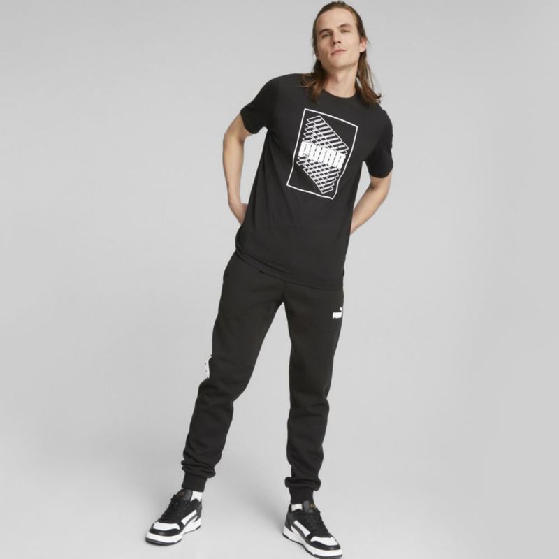 Polo Deportivo para Hombre Puma 671744 01 Puma Wording Graphic Te Negro ...