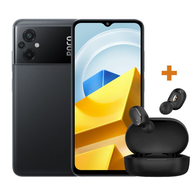 Celular Xiaomi Poco M5 Black 4gb/128gb + Audífonos Redmi Buds Essential ...