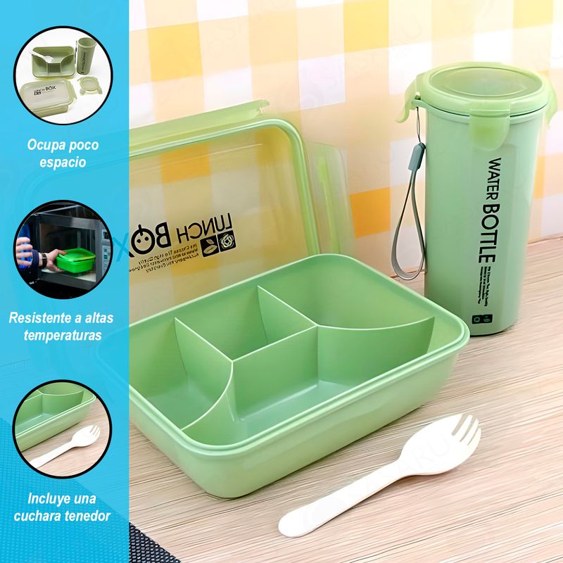 Taper y Vaso Hermético Lunch Box Verde - Real Plaza