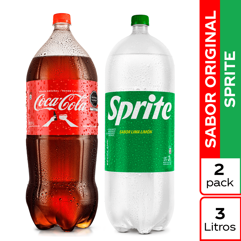 Pack Gaseosa COCA COLA Botella 3L + Gaseosa SPRITE Lima Limón Botella ...