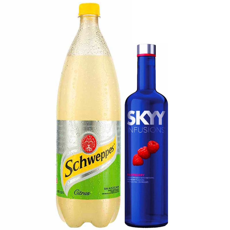 Pack Vodka SKYY Raspberry Botella 750ml + Gaseosa SCHWEPPES Citrus ...