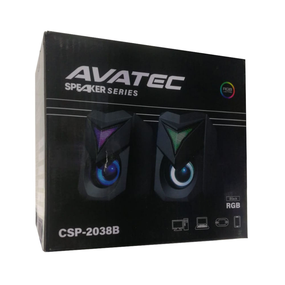 Parlante 2.0 Avatec CSP-2038B RGB Stereo 3Wx2 - Real Plaza