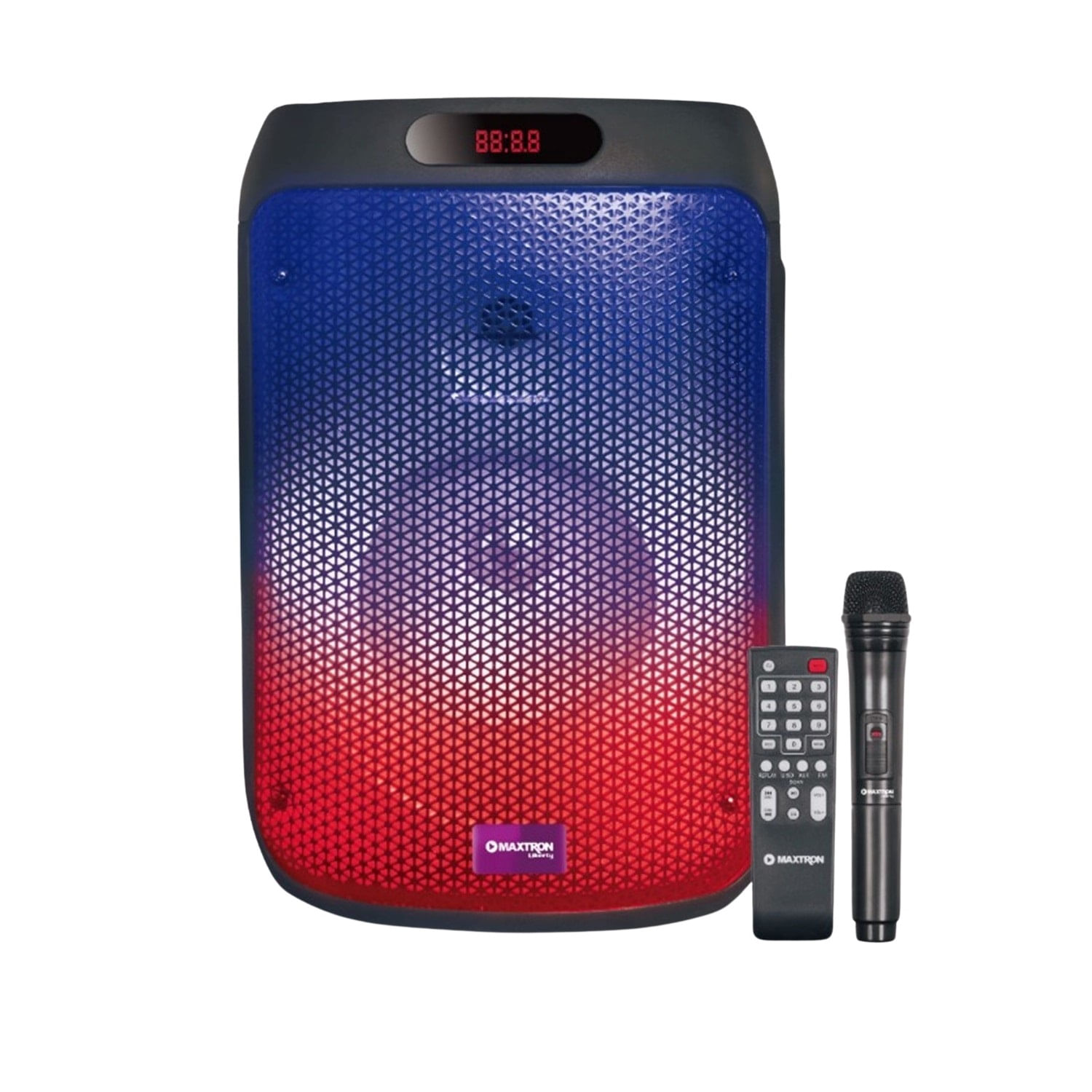 Parlante Maxtron Liberty MX 322V Portable BT USB FM Luces LED Micrófono ...
