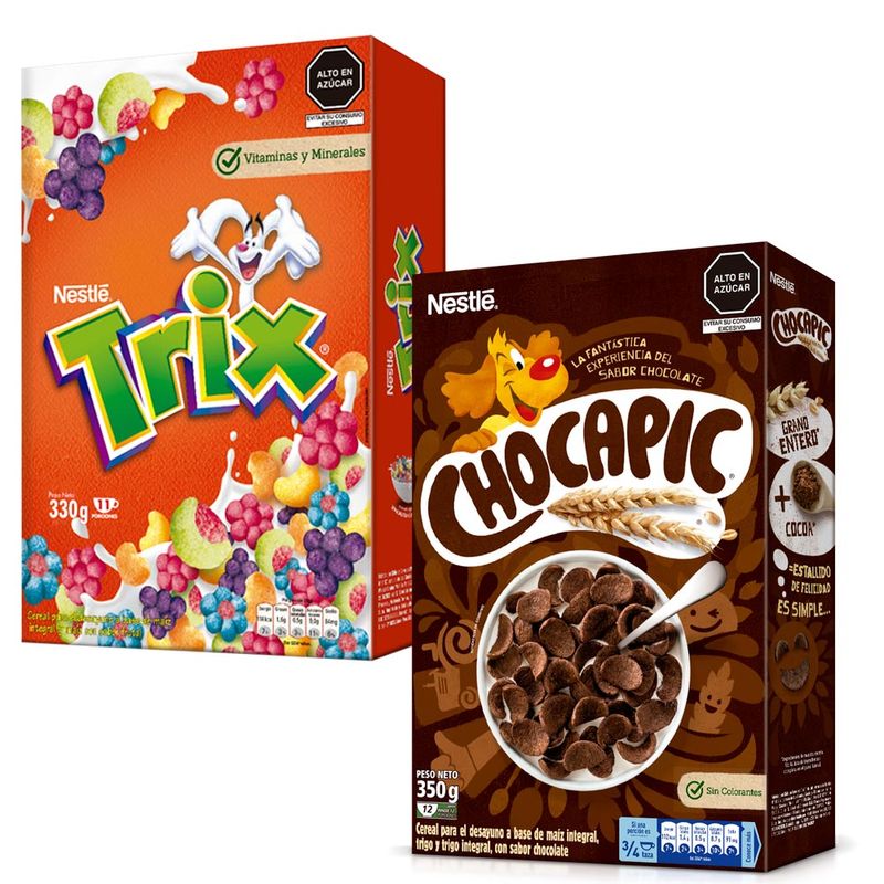 Pack Cereal NESTLÉ CHOCAPIC Caja 350g + Cereal NESTLÉ TRIX Caja 330g ...