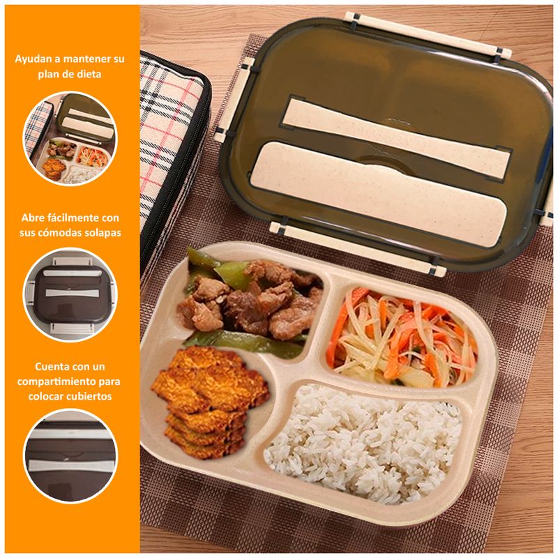 Táper Lunch de 4 Compartimientos Blanco - Real Plaza