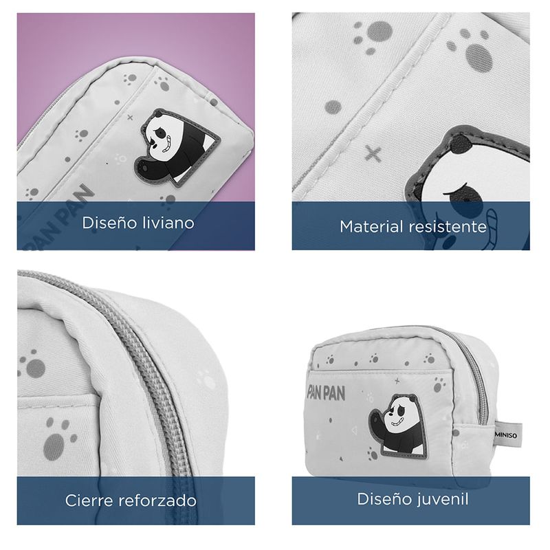 Cosmetiquera rectangular we bare bears panda gris - We Bare Bears ...