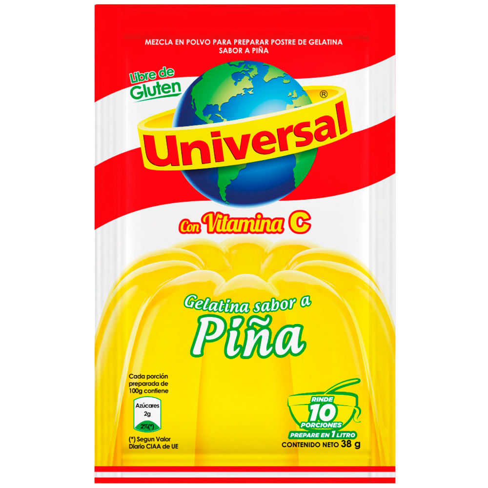 Gelatina UNIVERSAL Sabor a Piña Bolsa 38g - Real Plaza