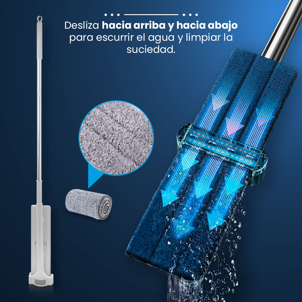 Trapeador Plano y Escurridor con Balde Rectangular Plomo - Real Plaza