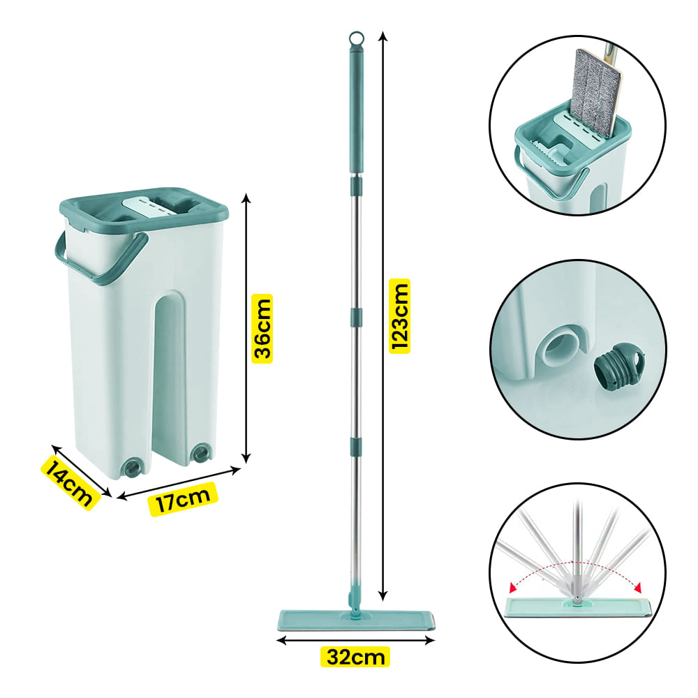 Escurridor y Trapeador Plano Rectangular 360° Verde - Real Plaza