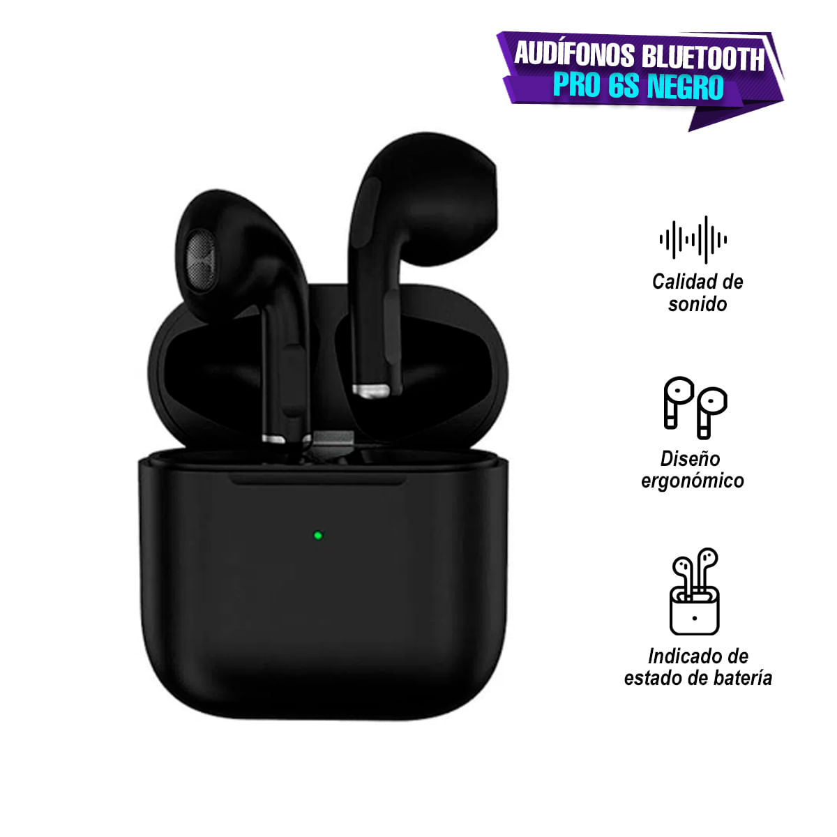 Audífonos Bluetooth Pro 6S Negro - Real Plaza
