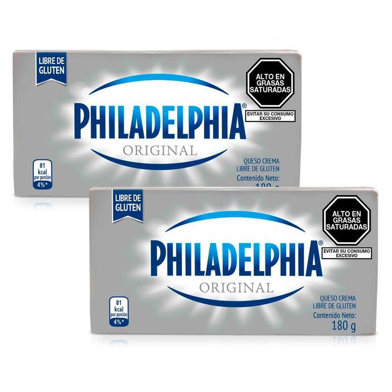 Pack Queso Crema PHILADELPHIA Brick Original Caja 180g x 2un - Real Plaza