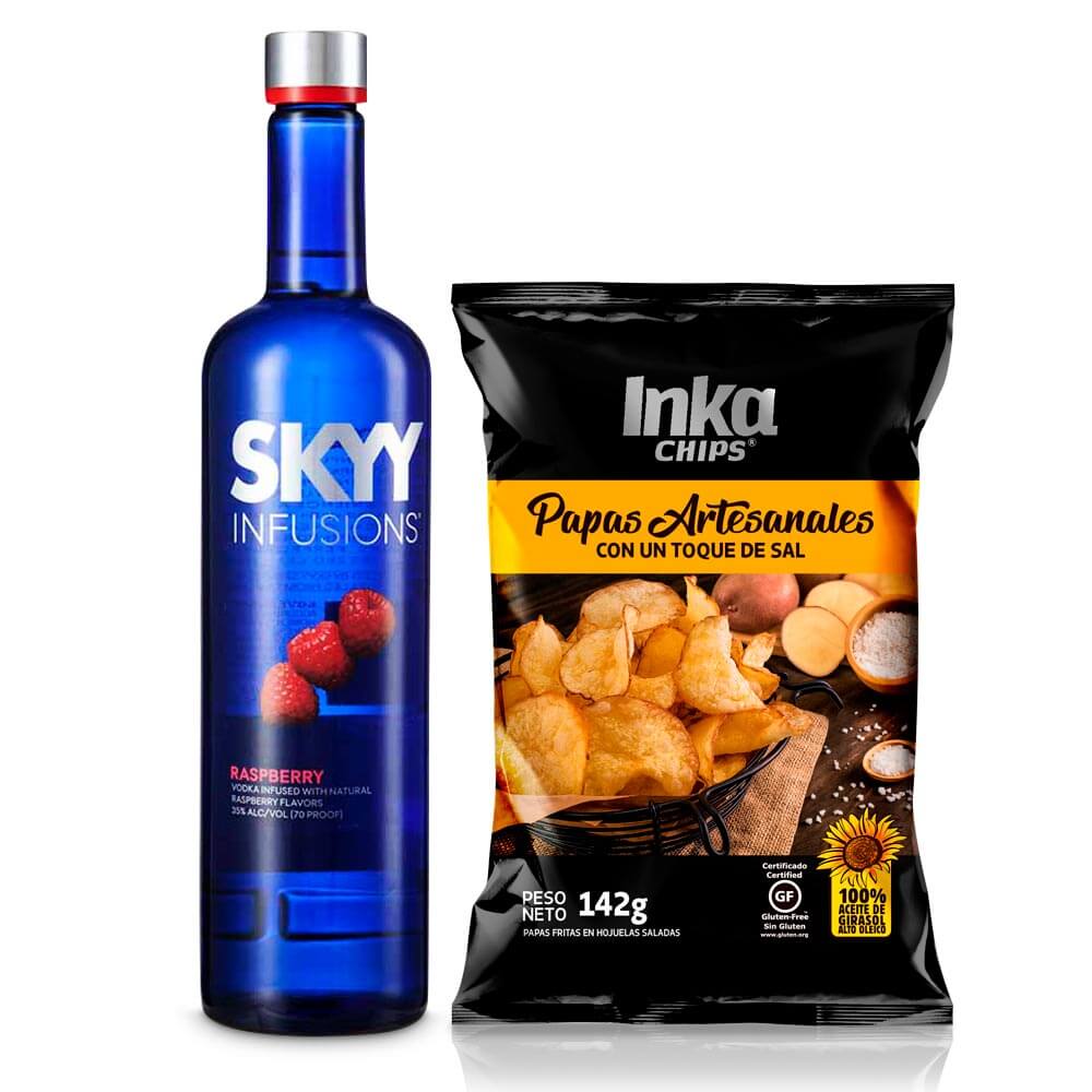 Pack Vodka SKYY Raspberry Botella 750ml + Papas Fritas INKA CHIPS Bolsa ...