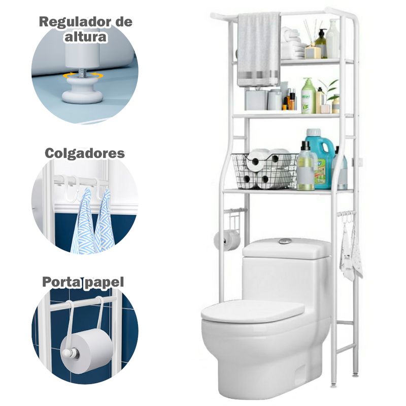 Estante Organizador de Baño 3 Repisas con Porta Toallas 32B - Real Plaza