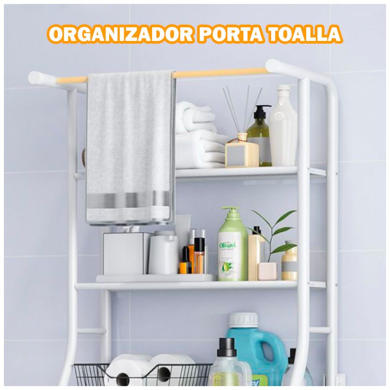 Estante Organizador de Baño 3 Repisas con Porta Toallas 32B - Real Plaza