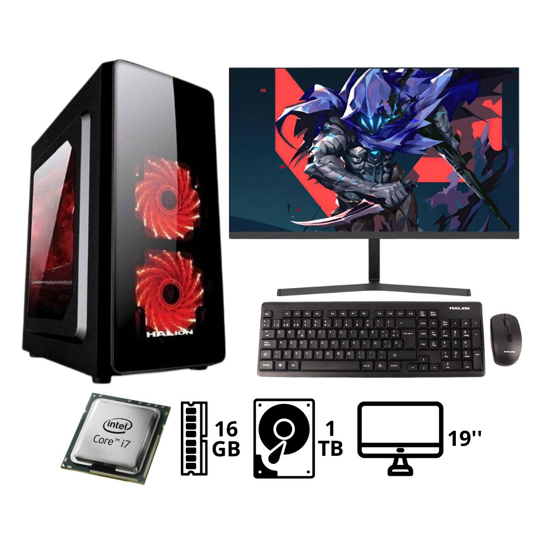 Computadora PC Intel CORE I7 3.4 GHZ RAM 16GB HDD 1TB MONITOR 19 ...