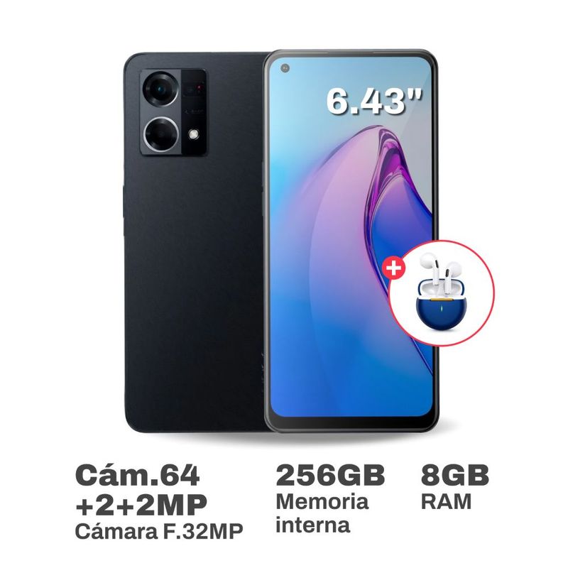 Celular Oppo Reno 7 6.43" 8GB RAM 256GB Negro Cósmico + Audífonos Buds - Real Plaza