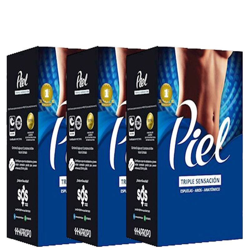 Pack x3 Condon Piel Triple Sensacion 72 Unidades - Real Plaza