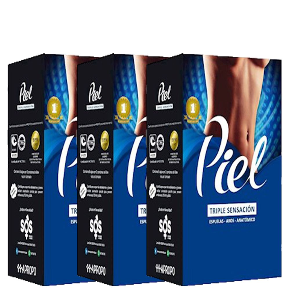 Pack x3 Condon Piel Triple Sensacion 72 Unidades - Real Plaza