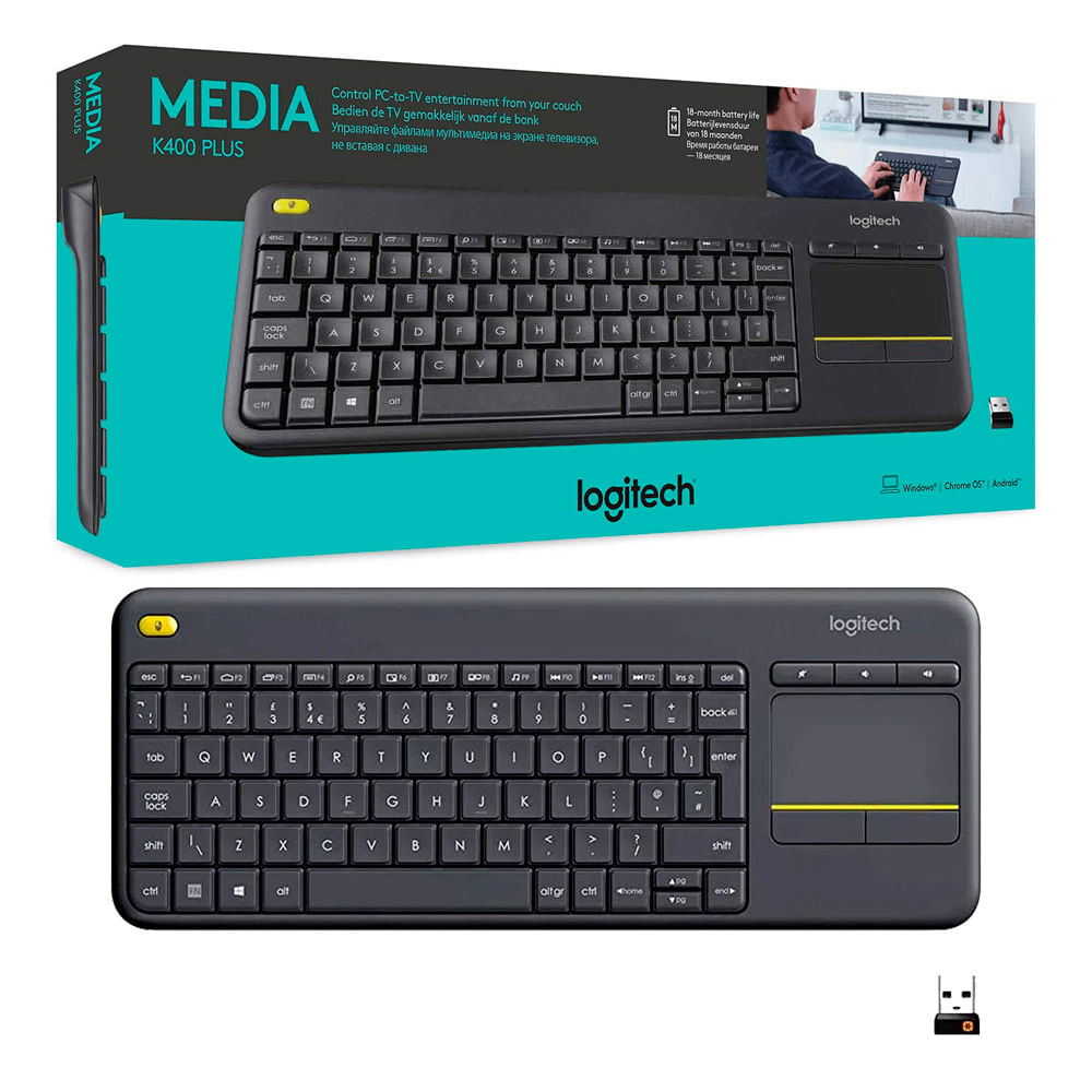 Teclado Logitech K400 Plus Inalambrico Touch Negro Original - Real Plaza