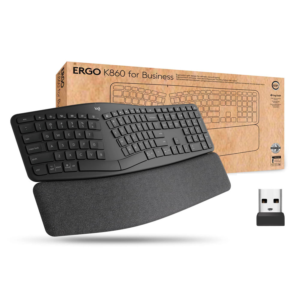Teclado Logitech Ergonomico K860 Bluetooth Negro Original - Real Plaza