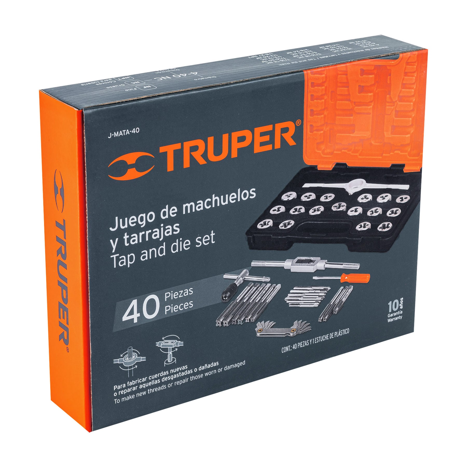 Juego de 40 Piezas de Machos y Tarrajas Truper 11442 - Real Plaza