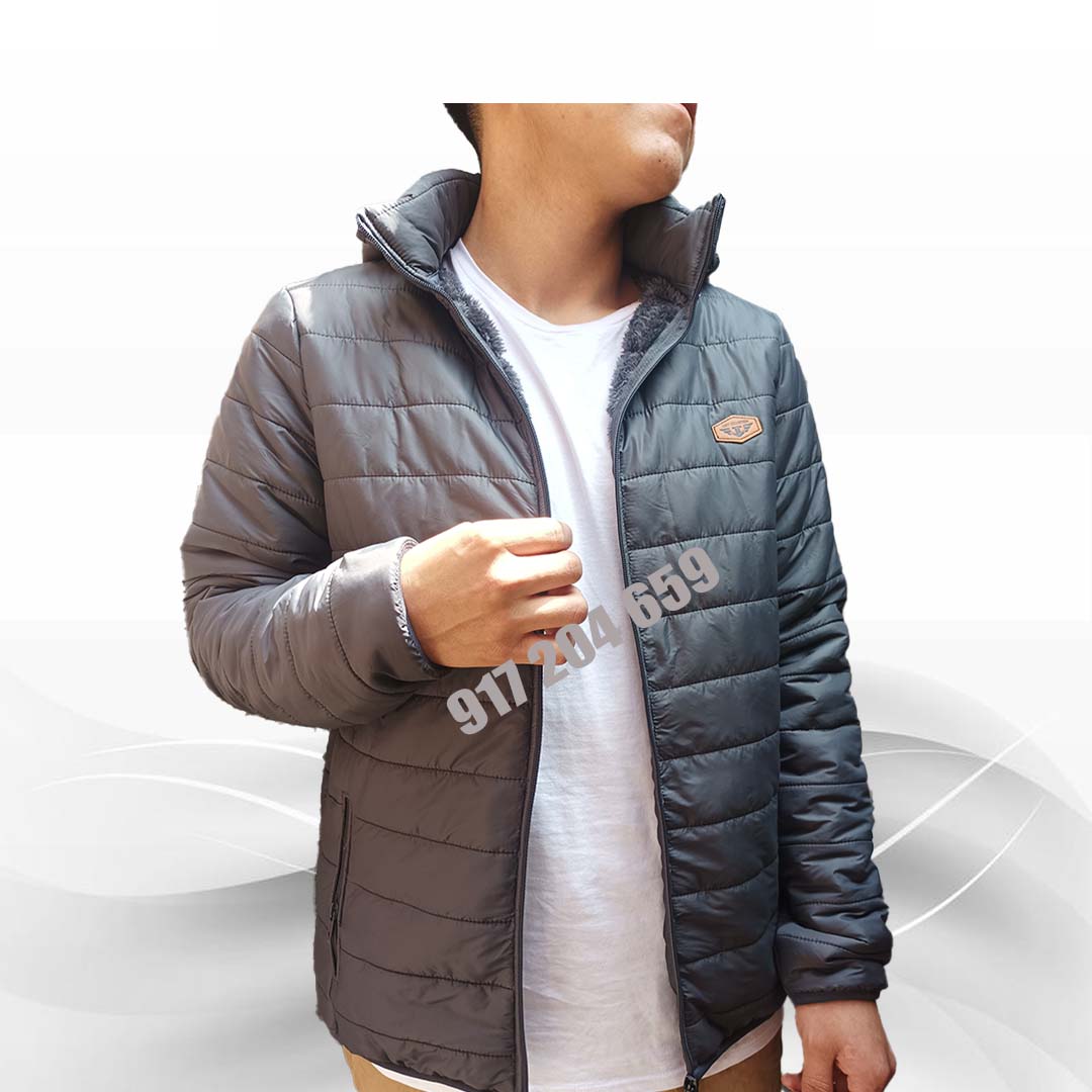 Casaca Acolchada Plomo Caballero L - Real Plaza