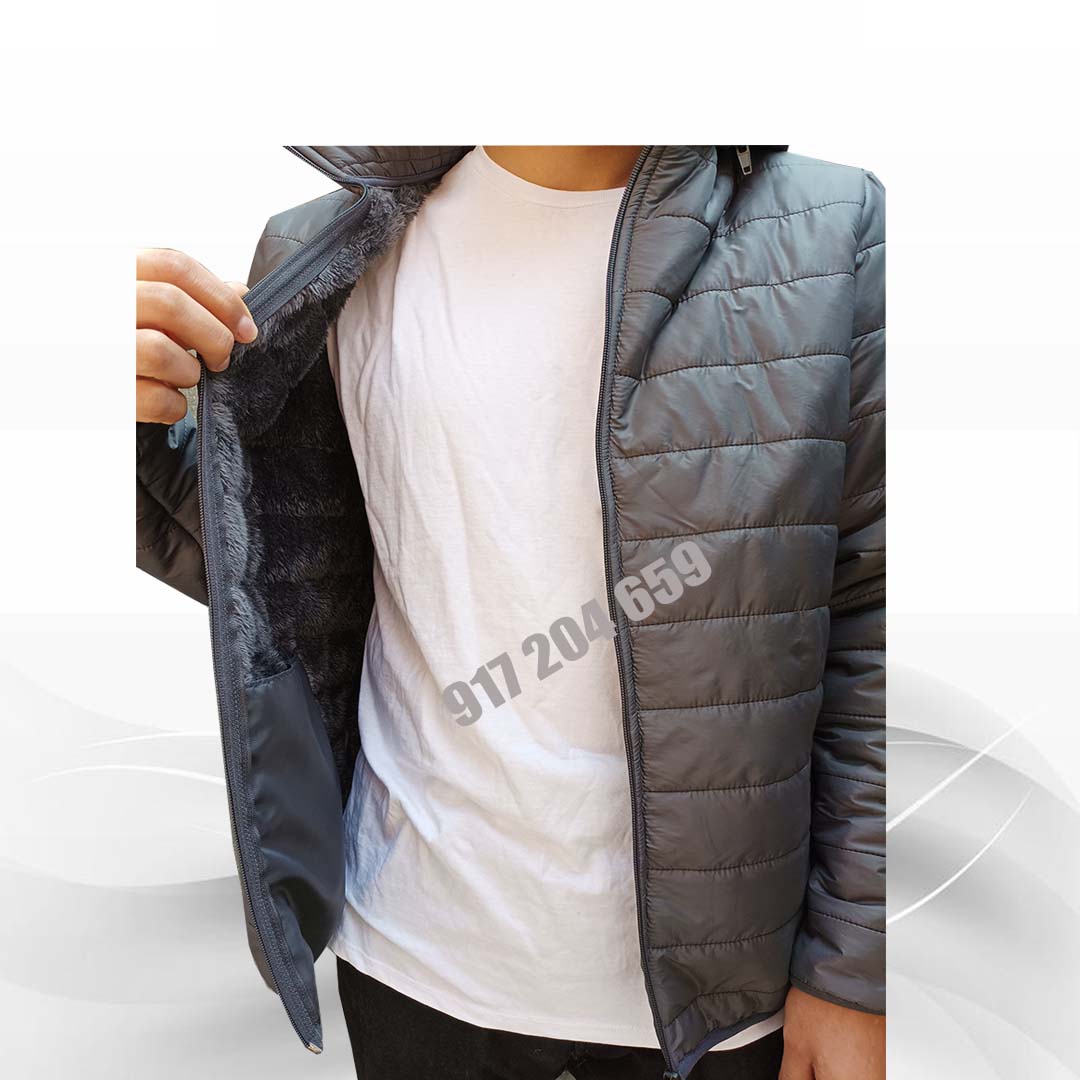 Casaca Acolchada Plomo Caballero L - Real Plaza