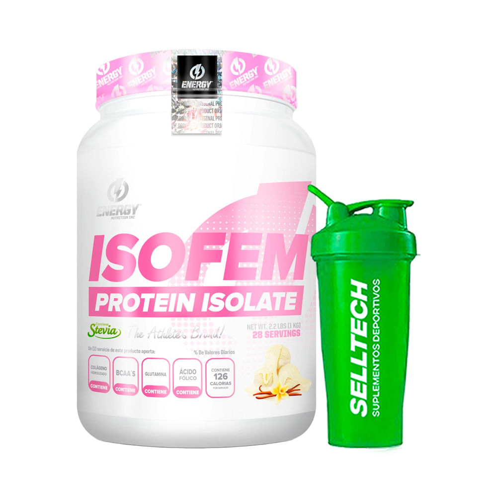 Proteína Energy Nutrition Isofem 1kg Vainilla+Shaker - Real Plaza